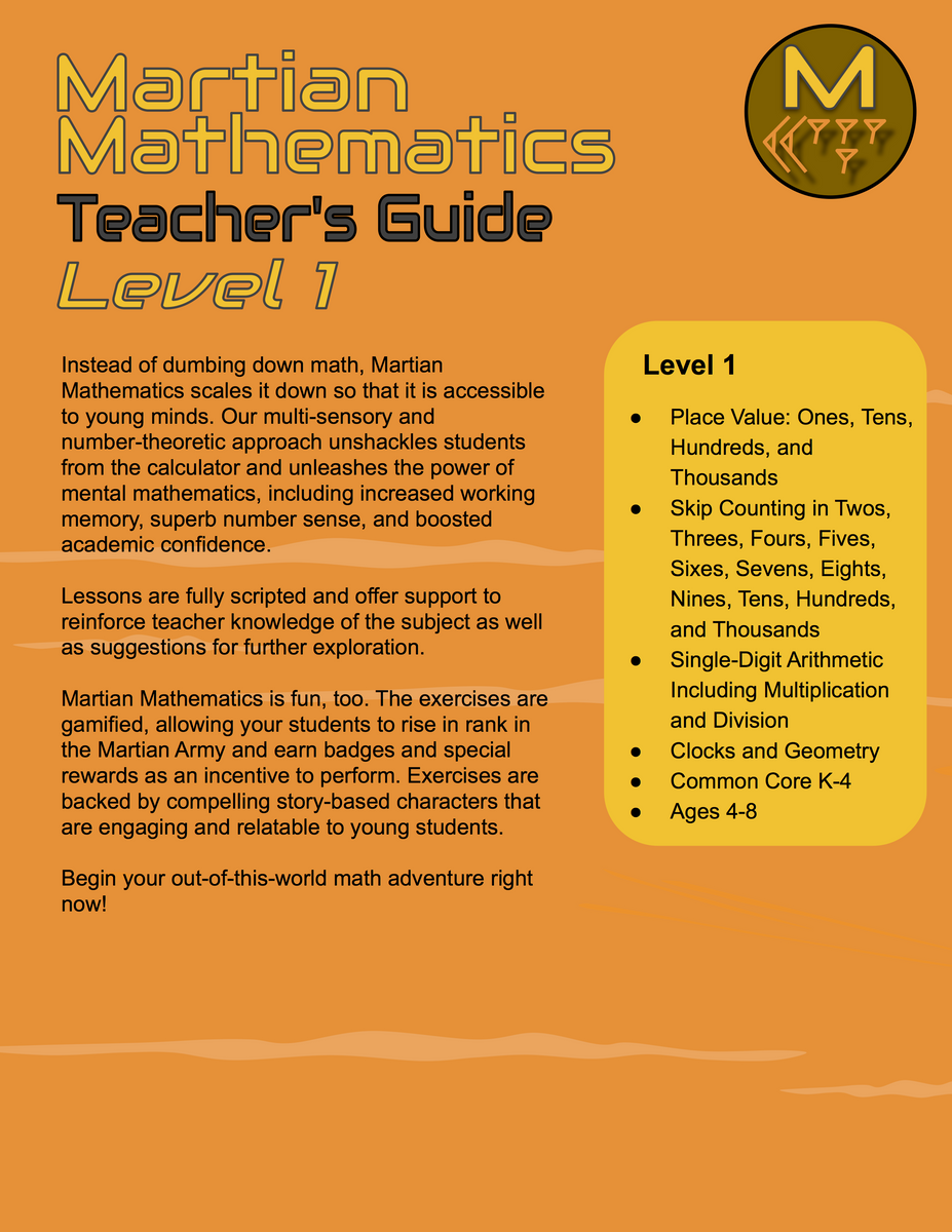 Level 1 Teacher's Guide, Lessons 16-22 – Martian Mathematics