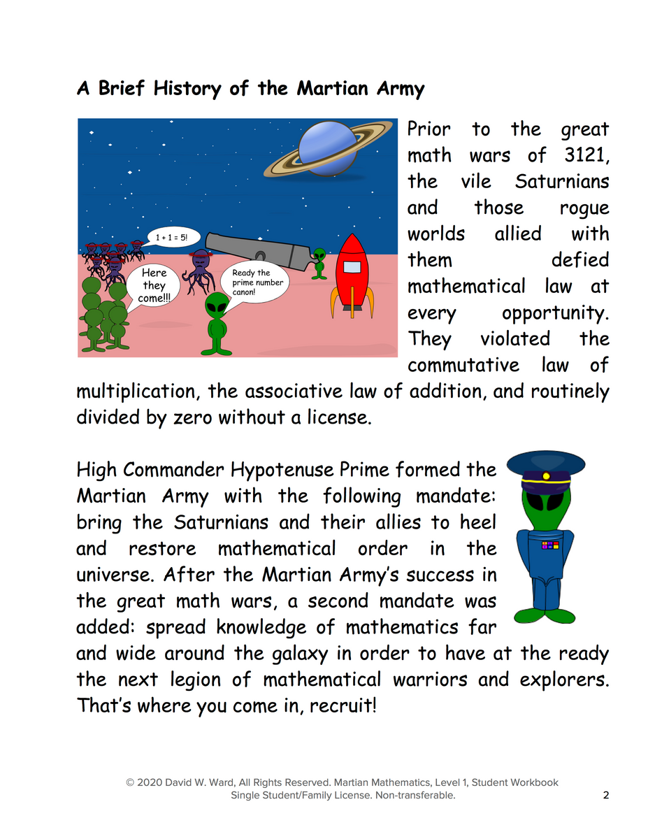 Level 1 Student Workbook, Lessons 1-7 – Martian Mathematics
